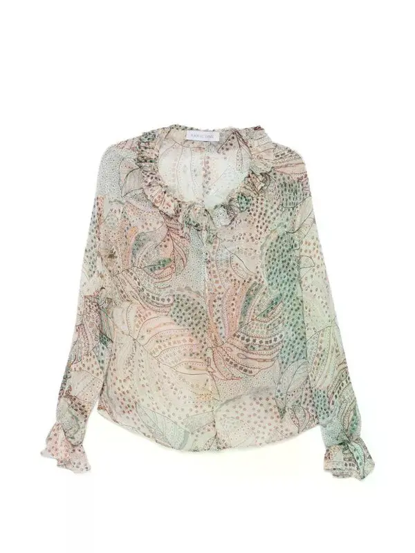 Raquel Diniz Printed Ruffled Blouse - Neutrals