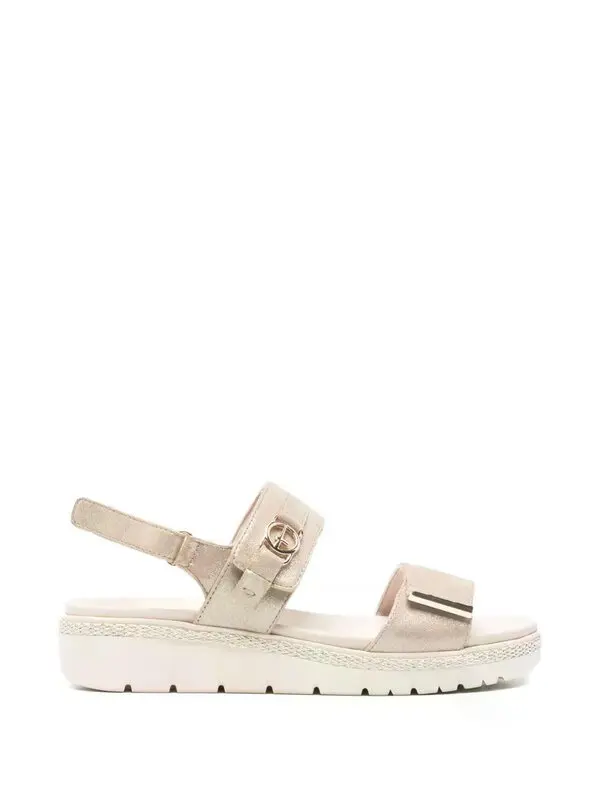TAMARIS Metallic Leather Sandals - Neutrals