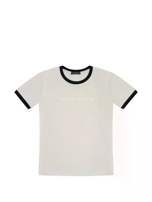 Gosha Rubchinskiy Logo-print Contrast-trim T-shirt - Neutrals