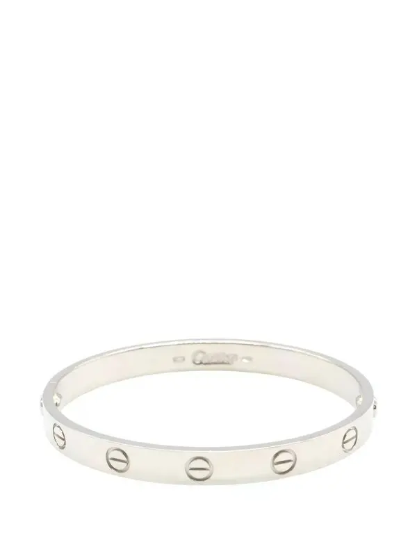 Cartier 18k White Gold Logo Detail Bracelet - Silver