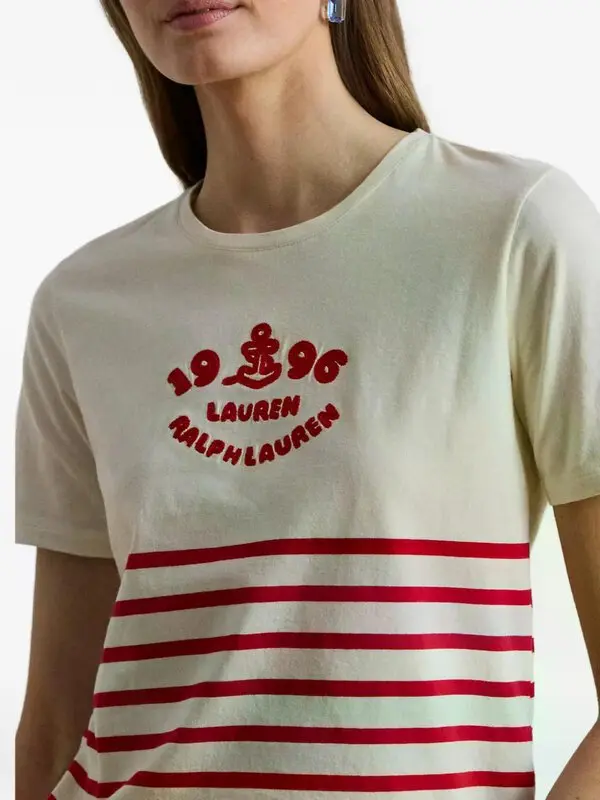 Ralph Lauren Logo-embroidered Striped T-shirt - Neutrals