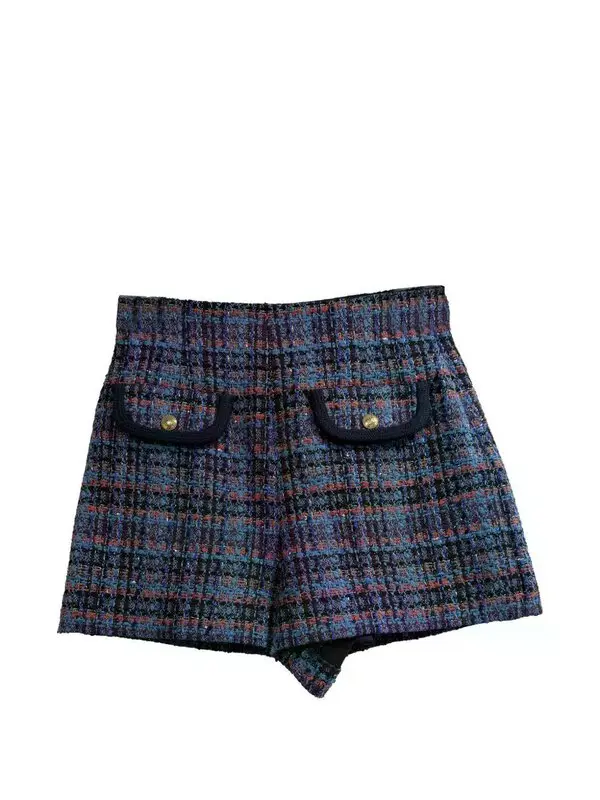 Sandro Tweed High-waisted Shorts - Blue
