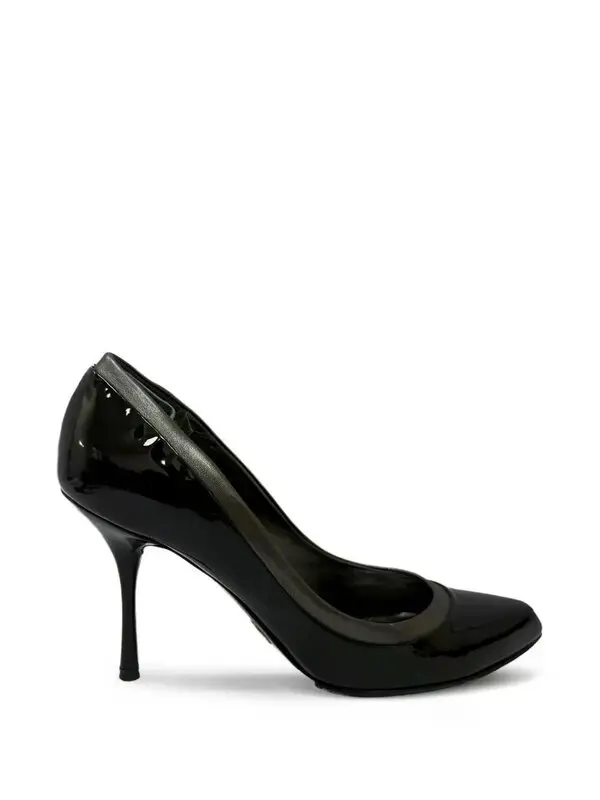 Dolce & Gabbana Patent Leather Stiletto Pumps With Silver-tone Trim - Black
