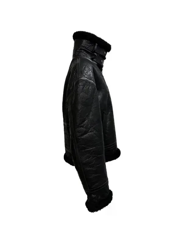 Balenciaga Crinkled Shearling-lined Leather Jacket