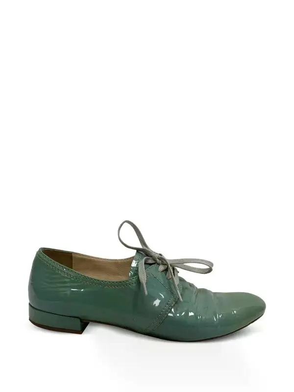 Prada Lace-up Patent Leather Oxfords - Green