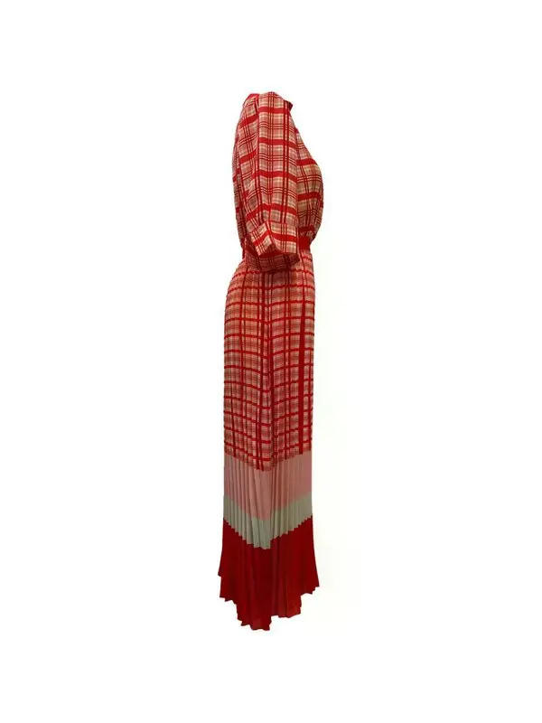 Iris & Ink Multicolor Check Pleated Maxi Dress