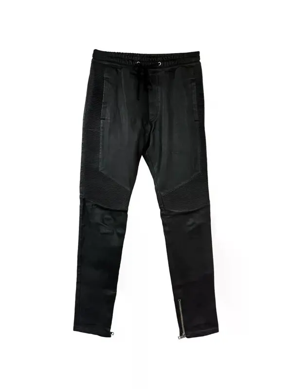 Balmain Ribbed Panel Drawstring Trousers - Black