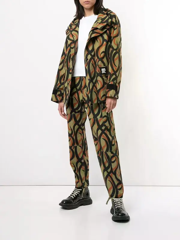 PORTS V Abstract Print Hooded Jacket
