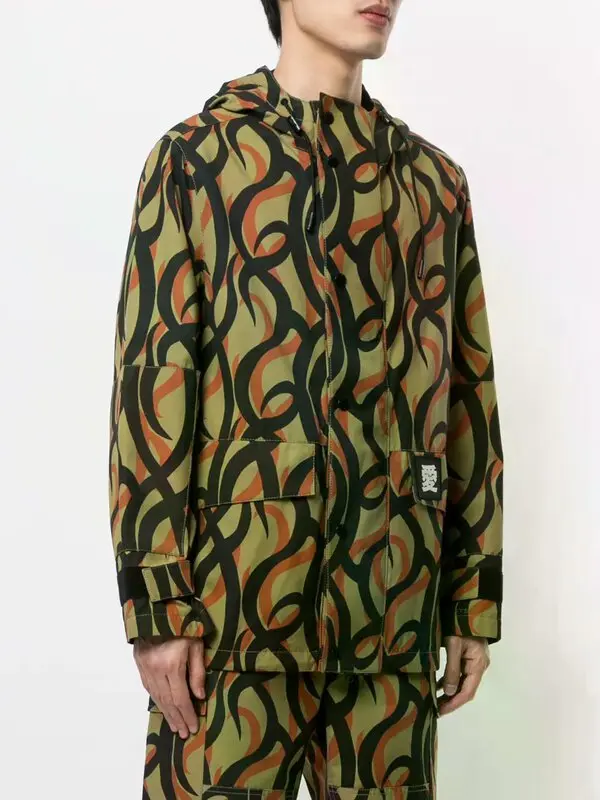 PORTS V Abstract Print Hooded Jacket