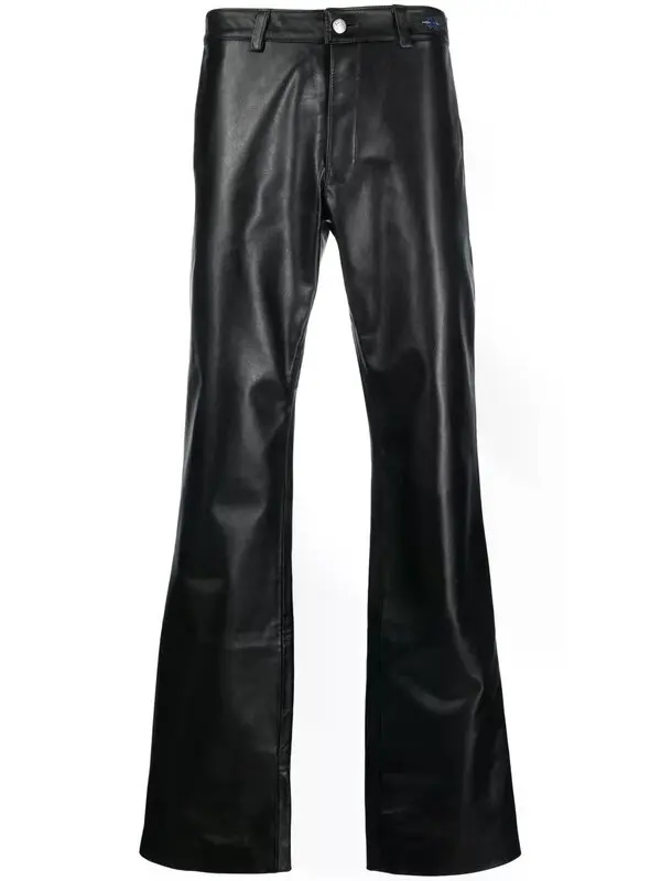MISBHV Slight Flare Leather Trousers - Black