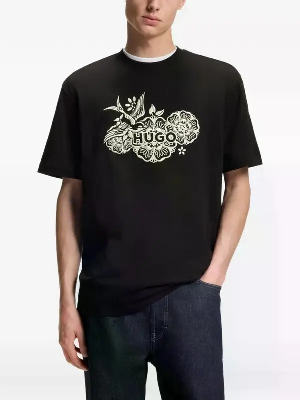 Hugo Flora-print Logo-detail T-shirt