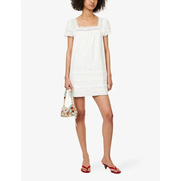 REFORMATION Joliette Lace-trim Cotton Mini Dress