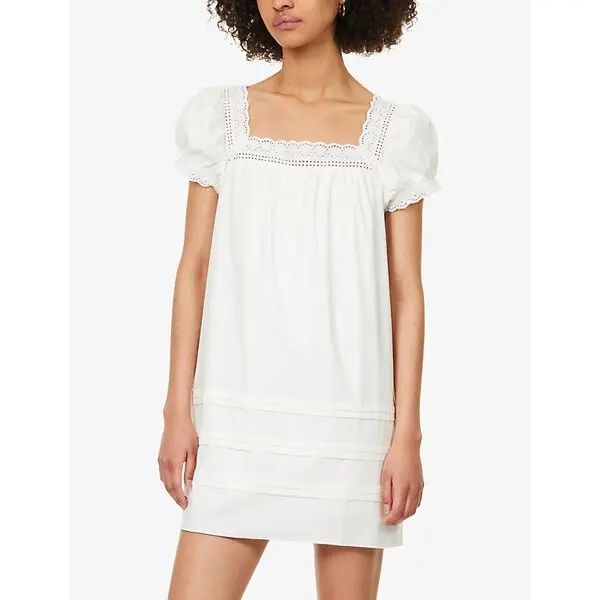 REFORMATION Joliette Lace-trim Cotton Mini Dress