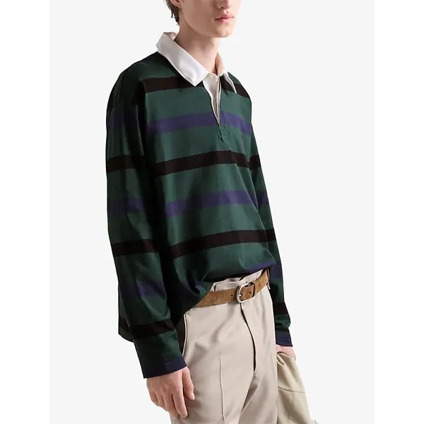 Prada Long-sleeve Cotton Polo Shirt