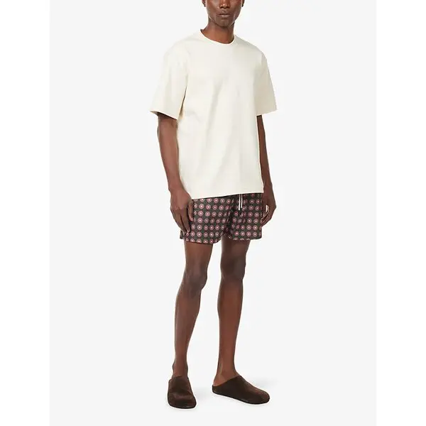 Oas Lumo Graphic Print Swim Shorts - Coffee