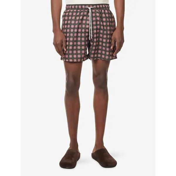 Oas Lumo Graphic Print Swim Shorts - Coffee