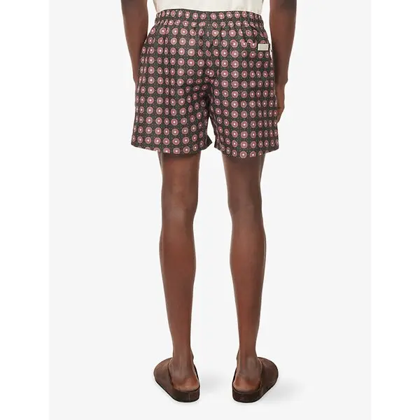 Oas Lumo Graphic Print Swim Shorts - Coffee
