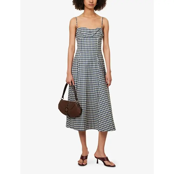 REFORMATION Kailani Cotton Gingham Midi Dress