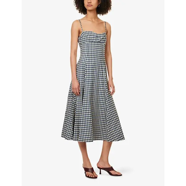 REFORMATION Kailani Cotton Gingham Midi Dress