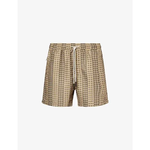 Oas Regalia Logo-tab Swim Shorts - Brown