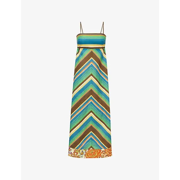 ALEMAIS Charlie Chevron-stripe Linen Midi Dress - Multi