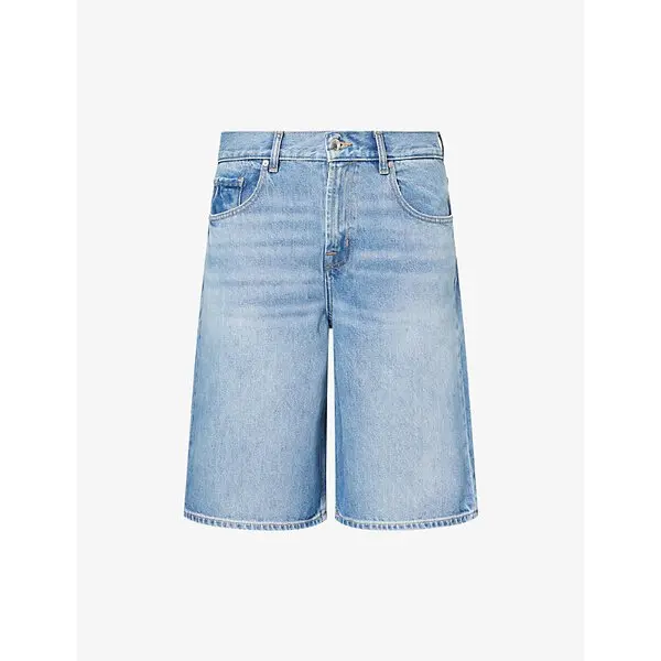 7 For All Mankind Wide-leg Cotton Denim Shorts