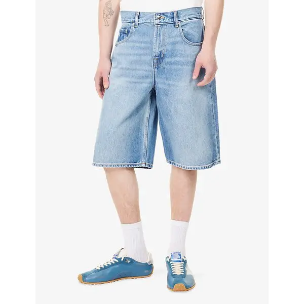 7 For All Mankind Wide-leg Cotton Denim Shorts