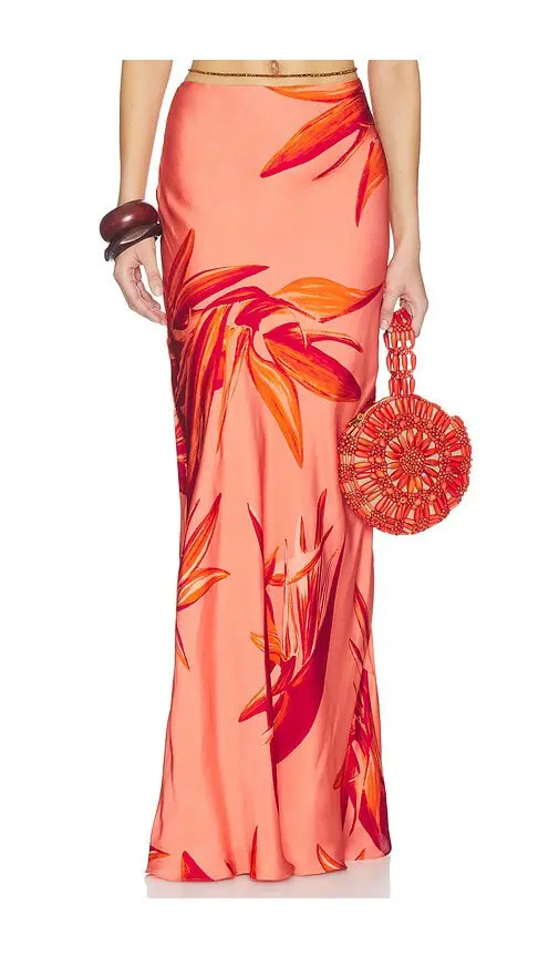Rococo Sand Tropical Print Maxi Skirt - Orange