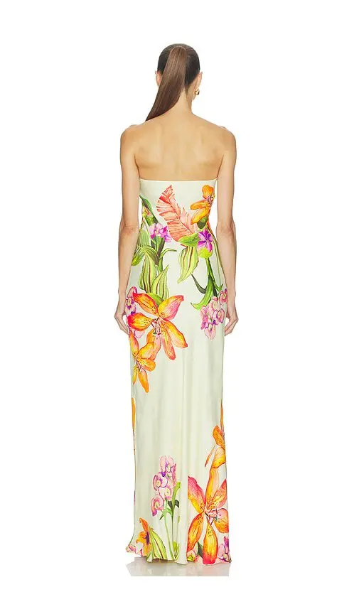 Rococo Sand Strapless Tropical Print Maxi Dress