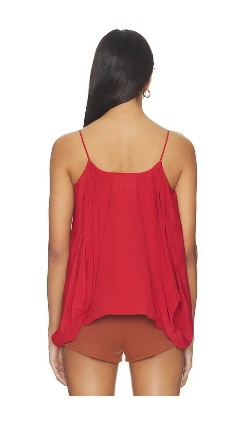 Balmain Thin Straps Draped Crepe Top - Red