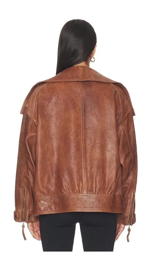 Balmain High Collar Lambskin Blouson In Maroon In . Also - Brown