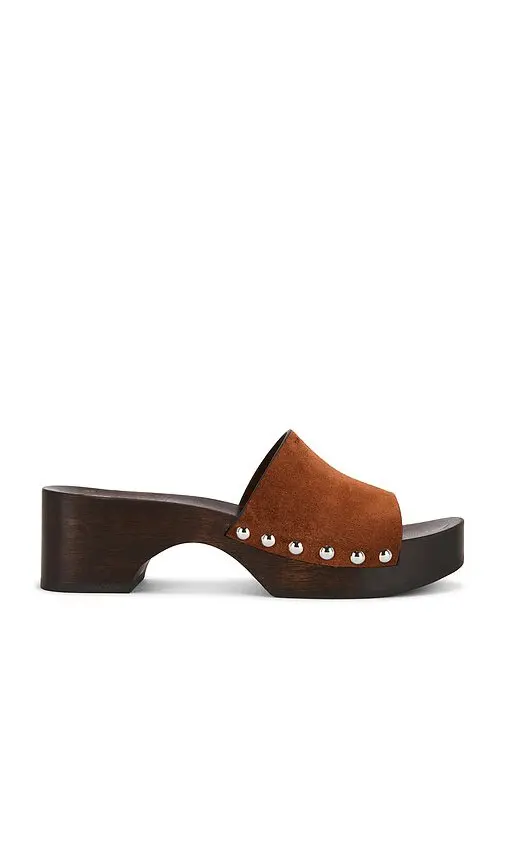 Tory Burch Suede Clog Sandal With Wooden Heel