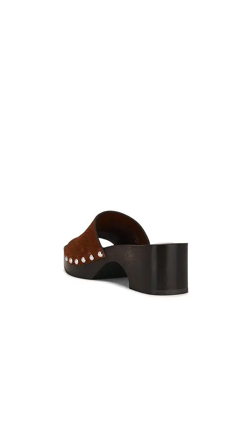 Tory Burch Suede Clog Sandal With Wooden Heel