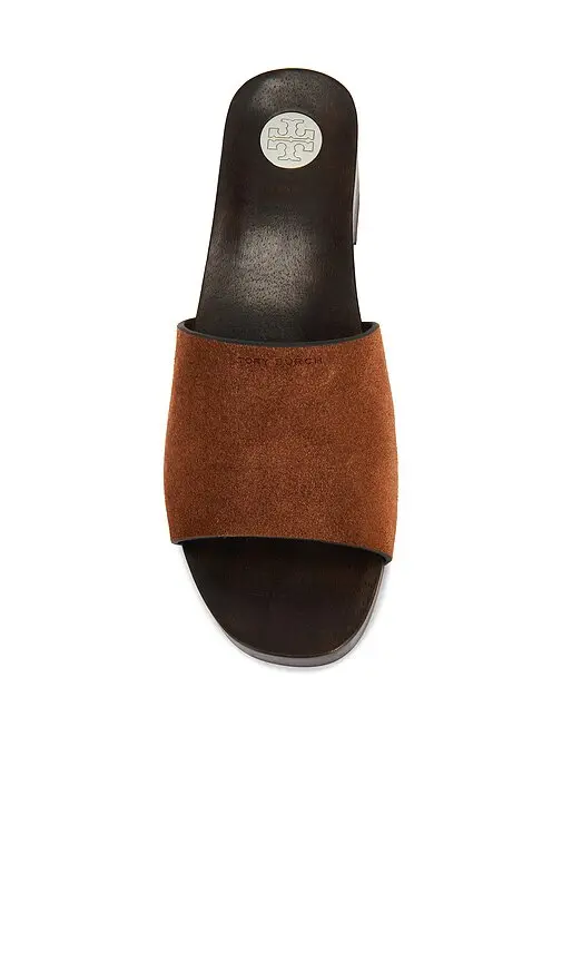 Tory Burch Suede Clog Sandal With Wooden Heel