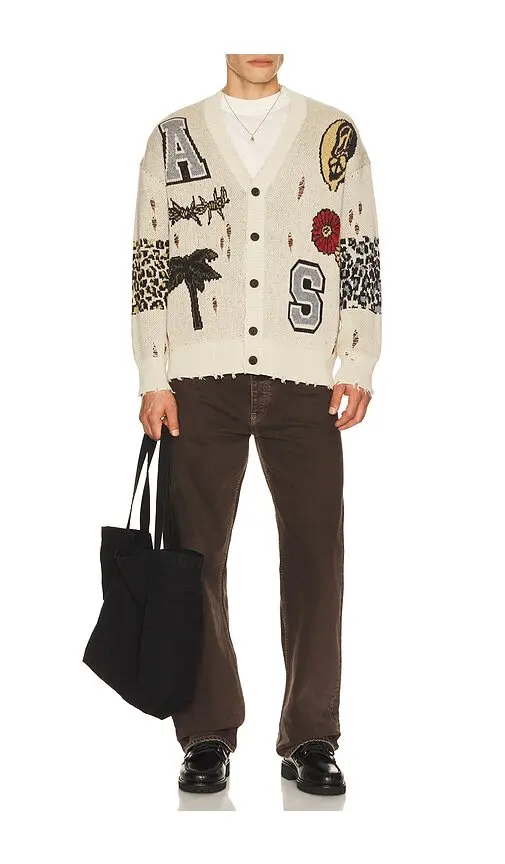 ALLSAINTS Foxx Appliquéd Distressed Knit Cardigan - Cream