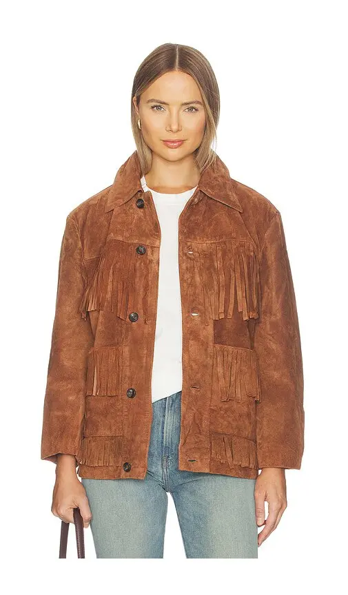 FOUND Western Suede Fringe Jacket