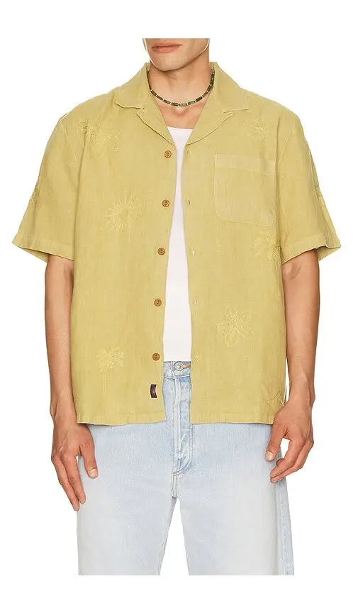 Faherty Brand Short Sleeve Embroidered Shirt