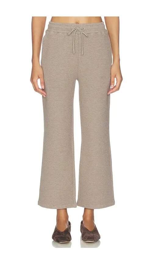 NEGATIVE UNDERWEAR Waffle Knit Cropped Track Pant - Taupe