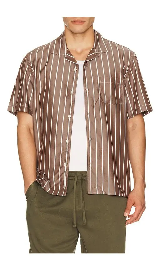 Onia Tencel Convertible Vacation Shirt - Brown
