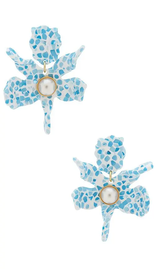 Lele Sadoughi Small Pearl Lily Earrings - Blue