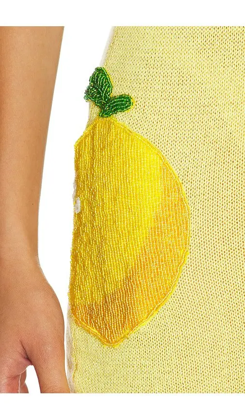 LESLIE AMON Citron Tank Knit Maxi Dress In . Also