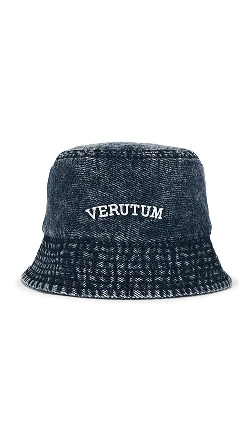 VERUTUM Lettering Denim Bucket Hat - Blue