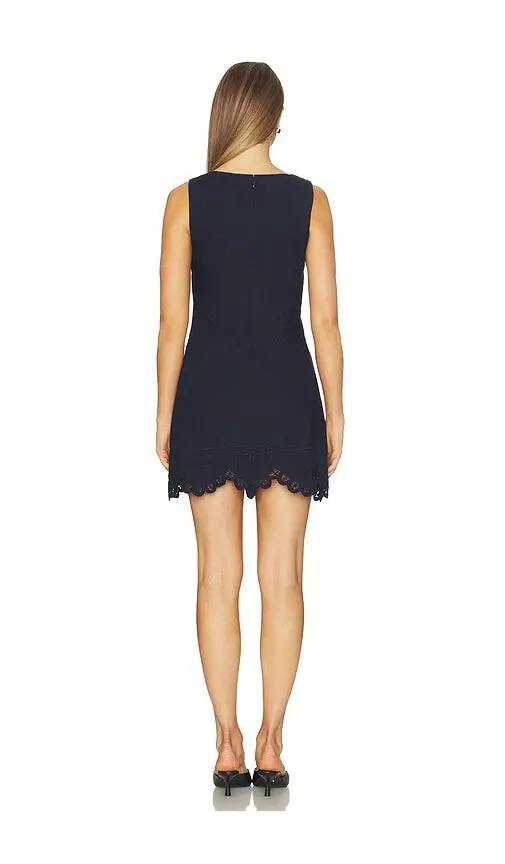 Veronica Beard Shanice Eyelet Trim Dress - Navy