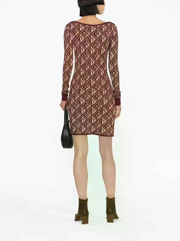 MARINE SERRE Moon Diamant-jacquard Mini Dress - Red
