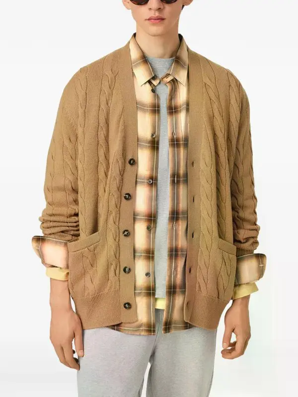 AMI Paris Wool And Cotton Cable-stitch Cardigan