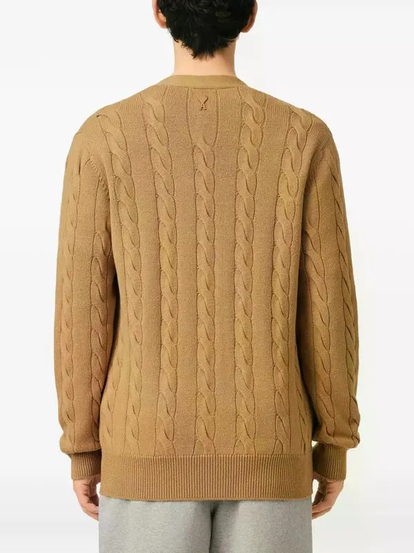 AMI Paris Wool And Cotton Cable-stitch Cardigan