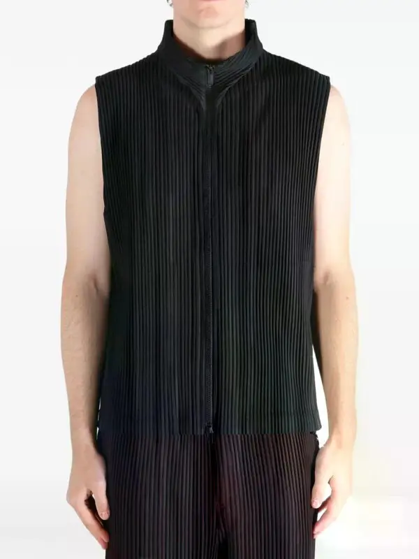 Issey Miyake Pleated Zip-up T-shirt