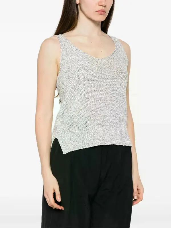 PANICALE Ribbed-trim V-neck Sleeveless Top