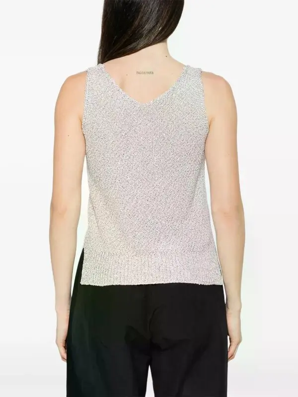 PANICALE Ribbed-trim V-neck Sleeveless Top