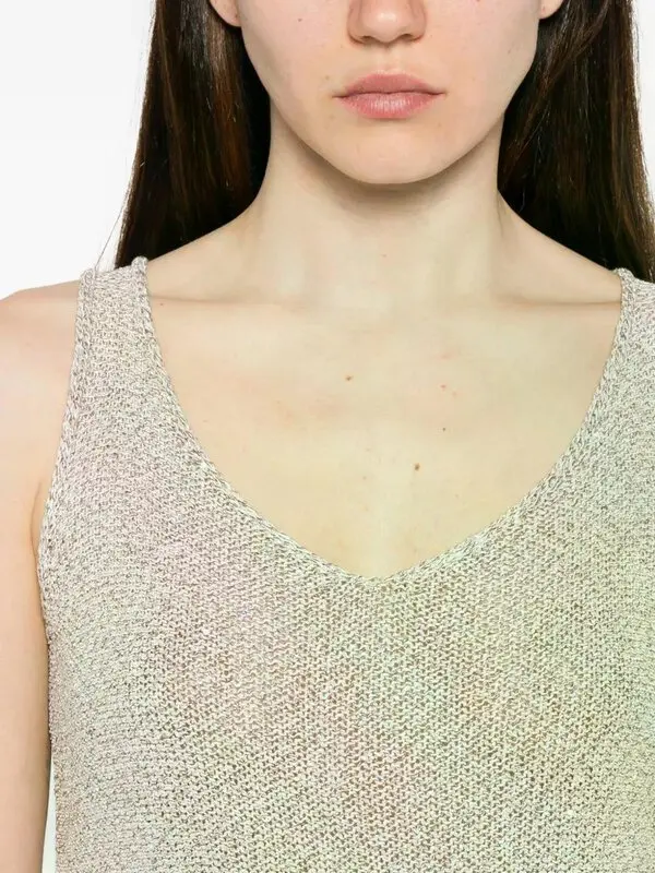 PANICALE Ribbed-trim V-neck Sleeveless Top